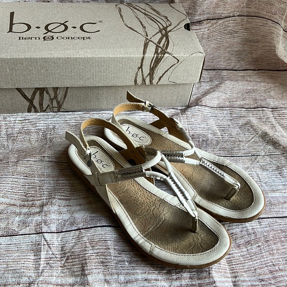 boc | Shoes | Boc Born Concept Womens Sandals White And Silver Shoe ...